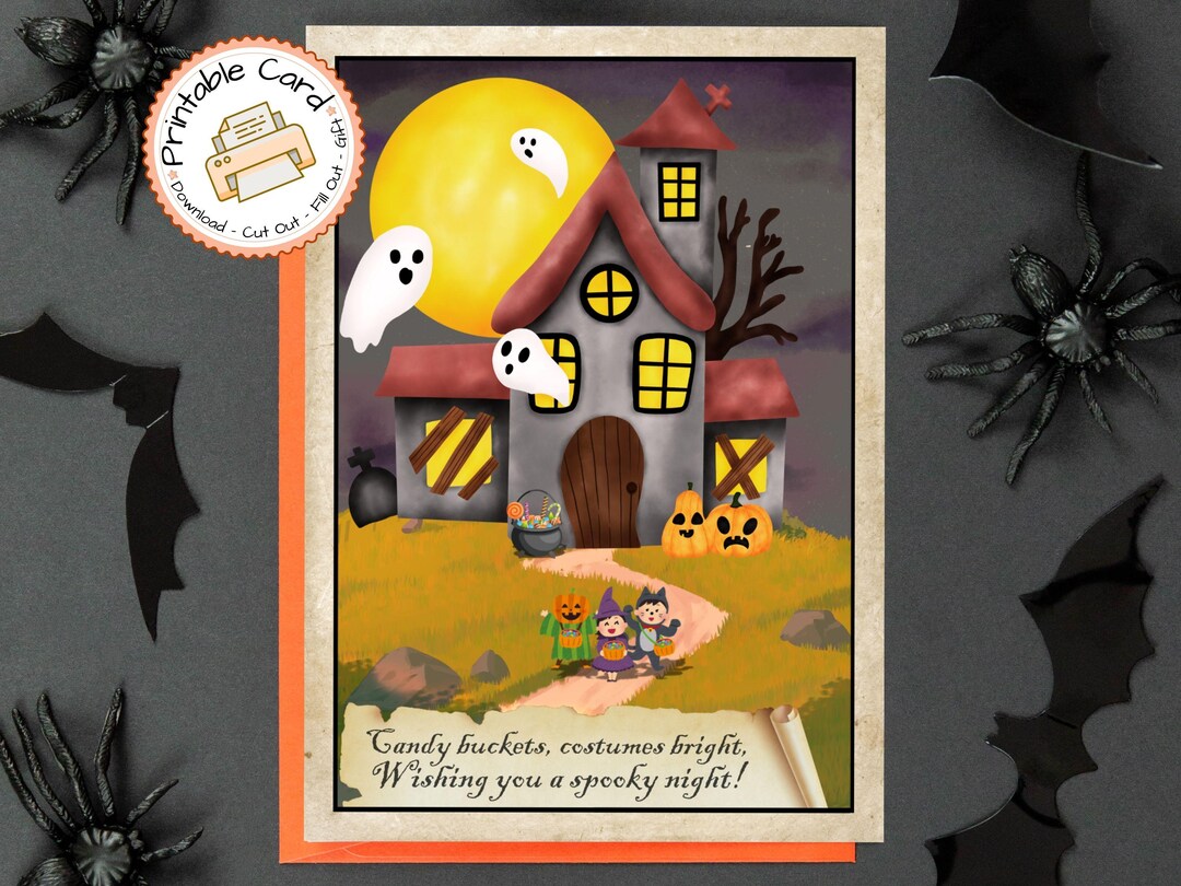 Printable Halloween Card – Spooky Night Poem – Digital Download - Etsy