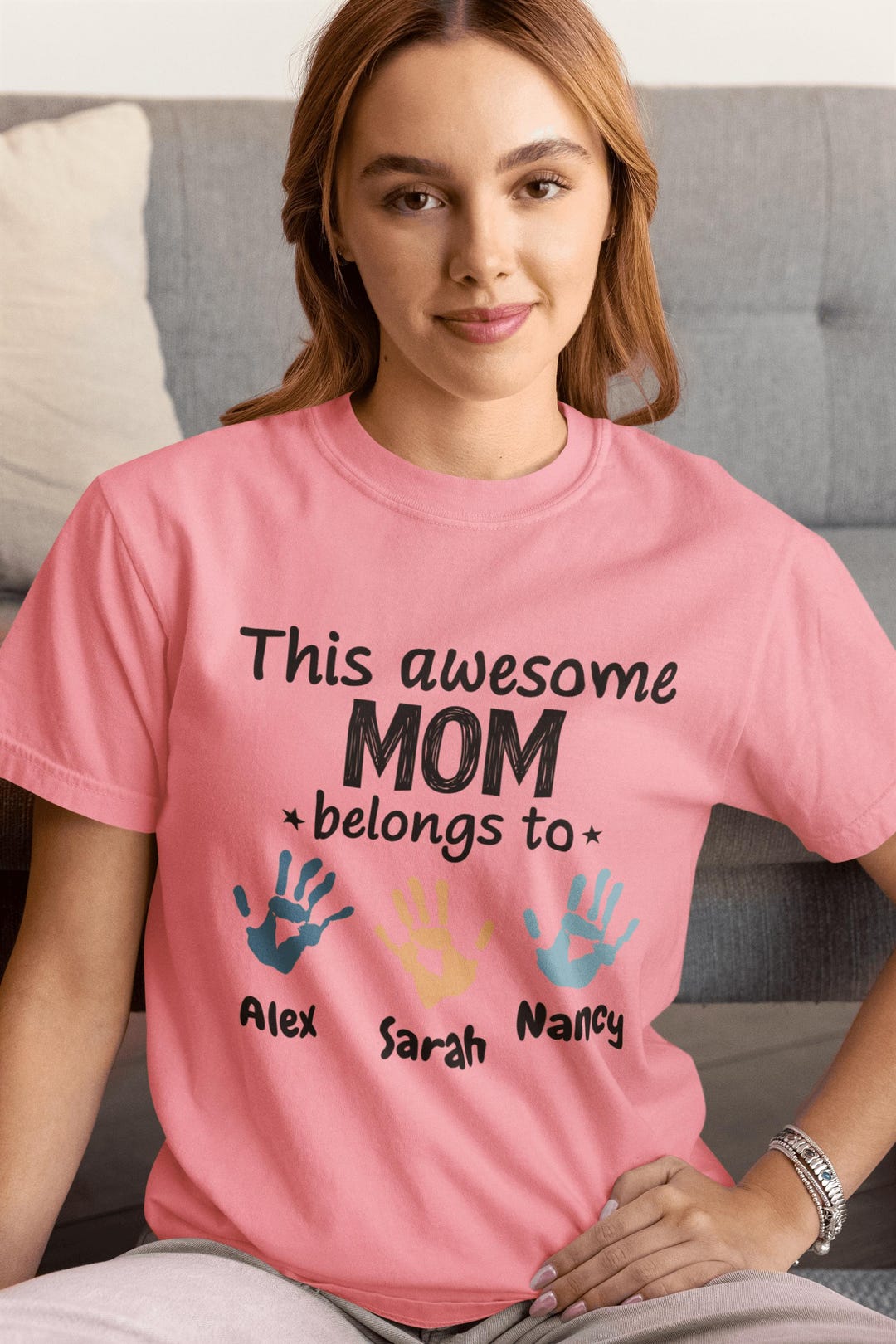 Personalized Mom Shirt With Kids Names | This Awesome Mom Belongs To - Etsy