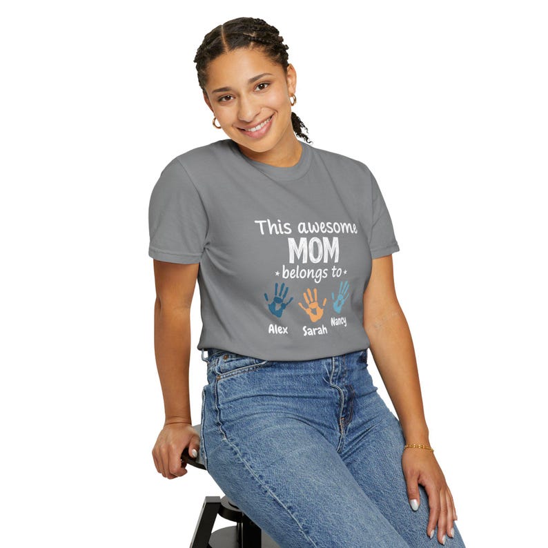 Personalized Mom Shirt With Kids Names | This Awesome Mom Belongs To - Etsy