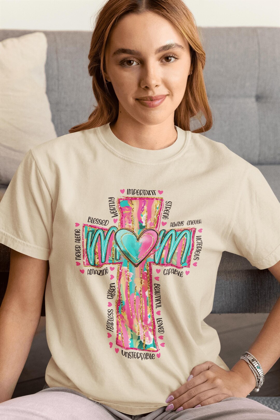 Christian Mom Cross Shirt Blessed Chosen Mom Tee Sweatshirt Hoodie