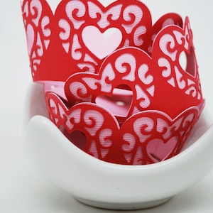 Valentine's Day Lace Heart Cupcake Wrappers in Your Choice of Color Qty ...