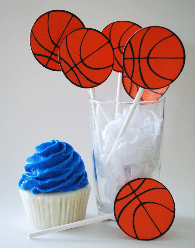 Basketball Cupcake Toppers in Your Choice of Color Qty 12 by Your ...