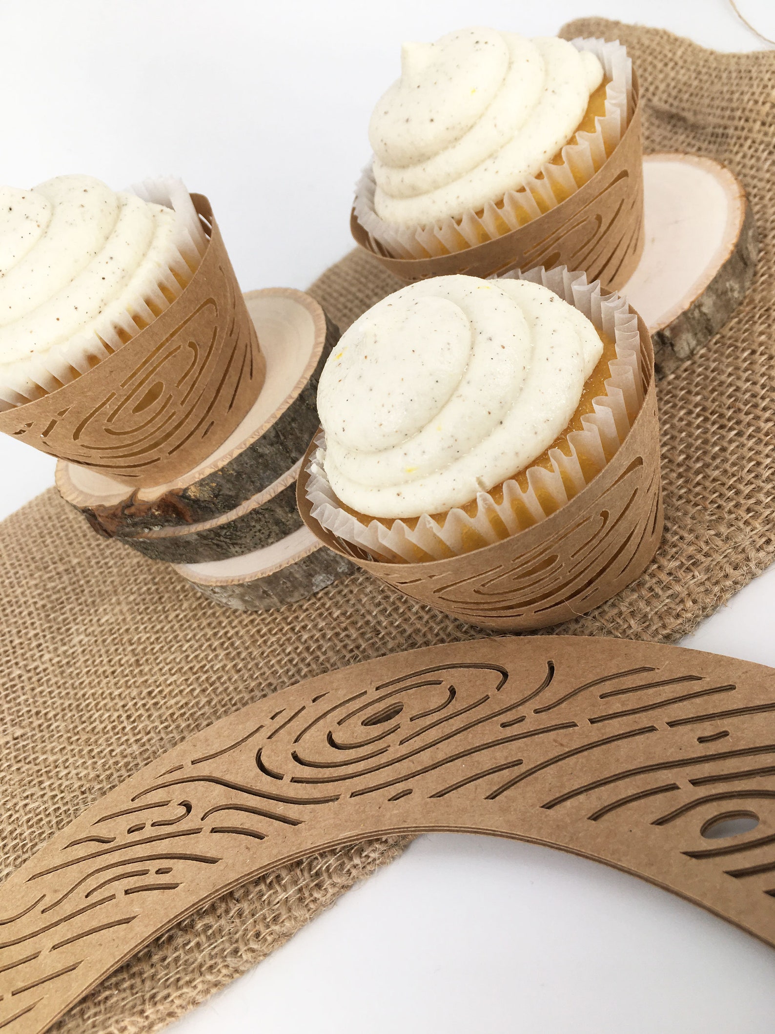 Wood Grain Cupcake Wrappers In your choice of color Qty 12 | Etsy