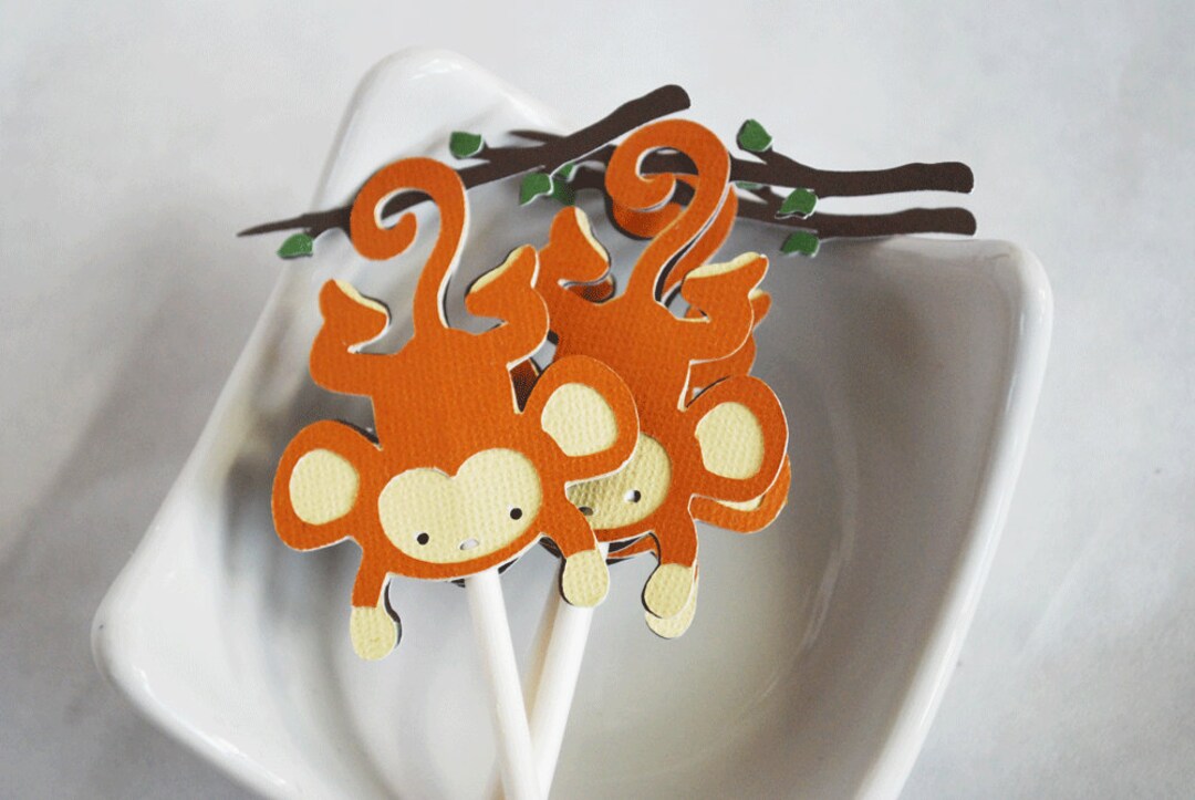 Monkey Cupcake Toppers in Your Choice of Color Qty 12 by Your Little ...