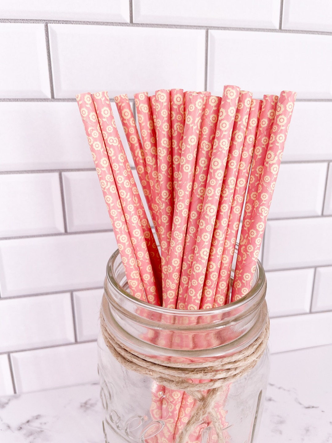 Pink Floral Tea Party Paper Straws - Etsy