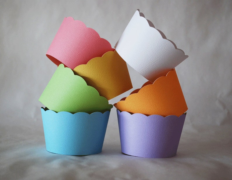 Pastel Rainbow Cupcake Wrappers In Your Choice of Color Qty 12 | Etsy