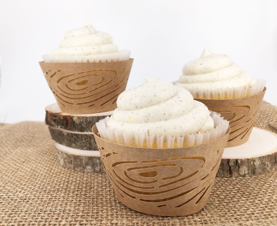 Wood Grain Cupcake Wrappers In your choice of color Qty 12 | Etsy