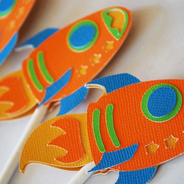 Rocket Ship Cupcake Toppers - Etsy