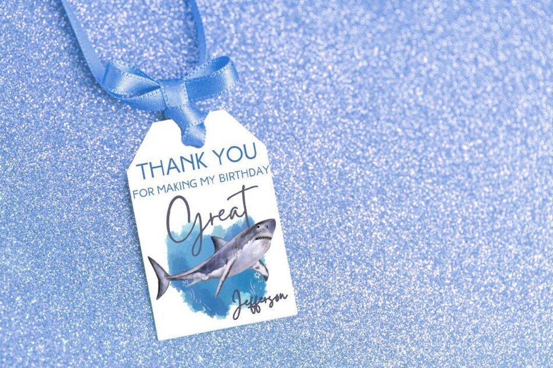 Great White Shark Infested Pool Party Digital Favor Tags Edit and Print ...
