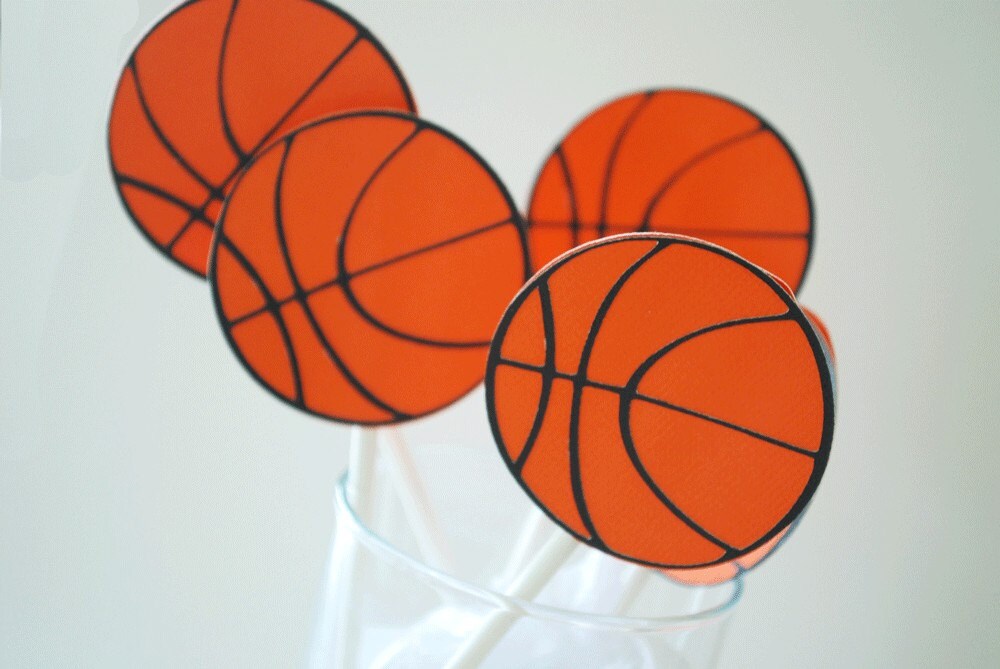 Basketball Cupcake Toppers in Your Choice of Color Qty 12 by Your ...