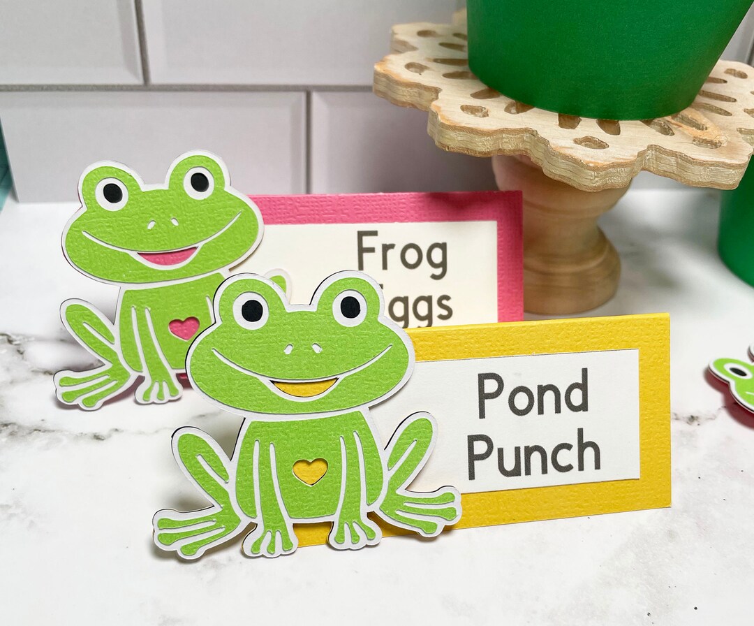 Rainbow Heart Frog Place Cards or Food Tags Pre-printed or Blank Set of ...