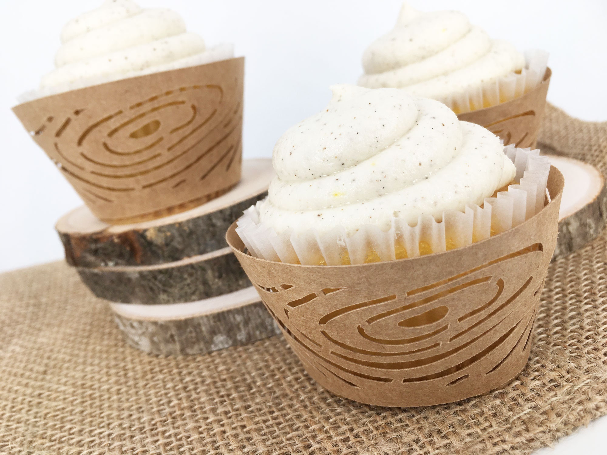 Wood Grain Cupcake Wrappers In your choice of color Qty 12 | Etsy