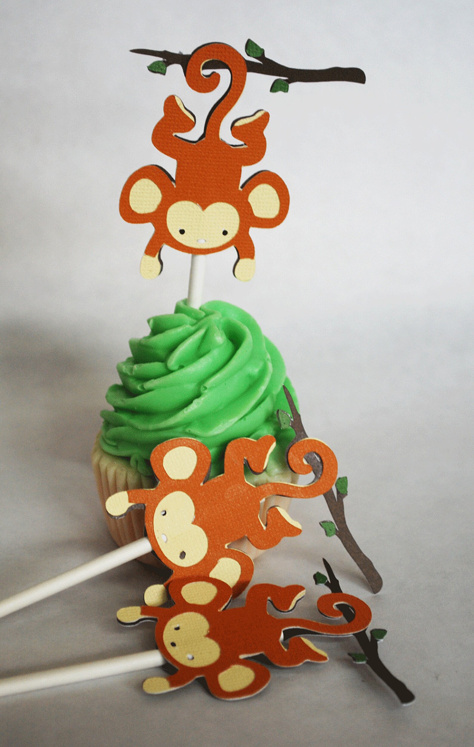 Monkey Cupcake Toppers in Your Choice of Color Qty 12 by Your Little ...