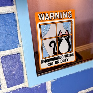 Neighborhood Watch Cat TUXEDO CAT Window Cling Window Kitty Gift for ...