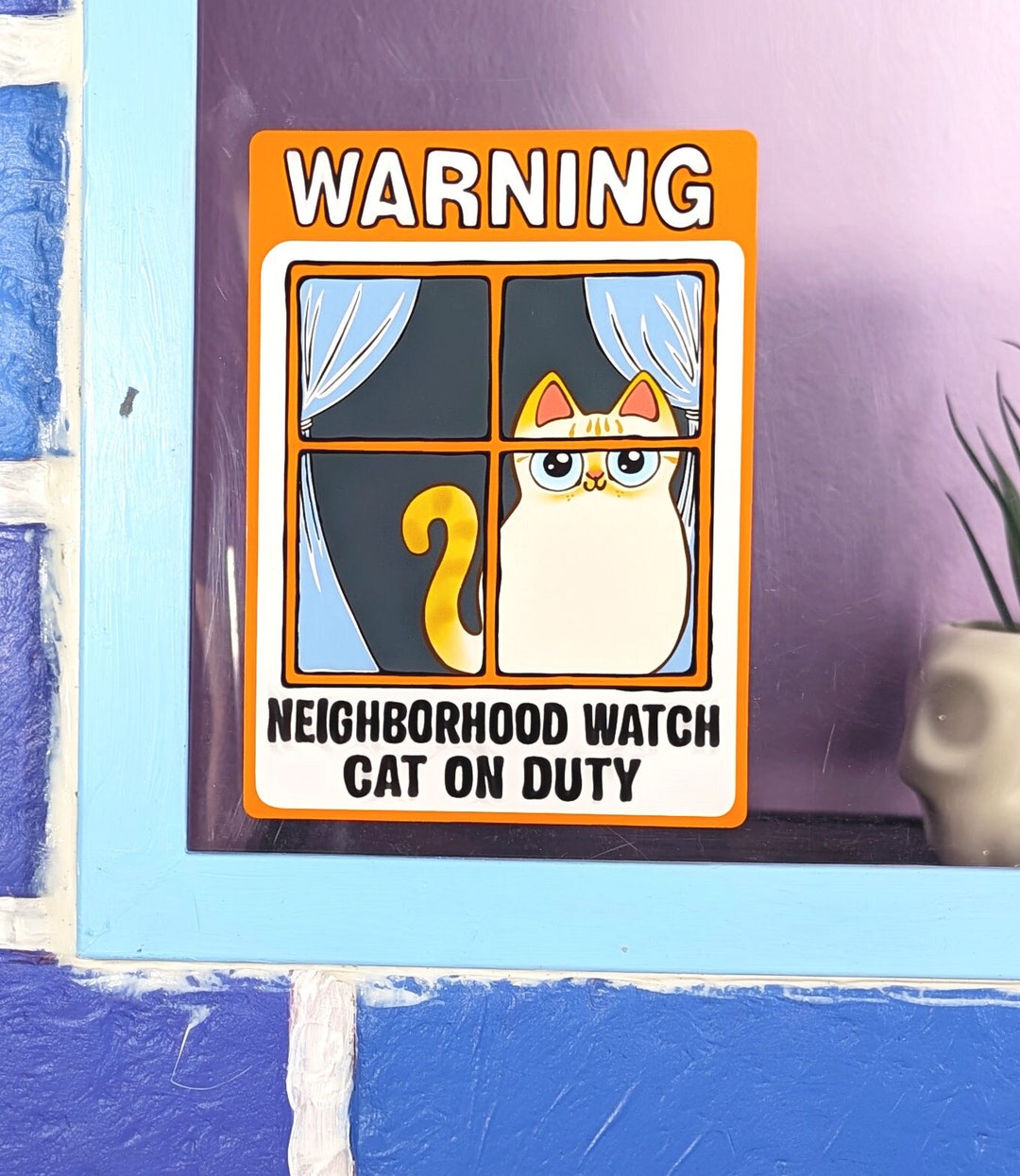 Neighborhood Watch Cat FLAME POINT SIAMESE Orange Kitty Window Cling ...