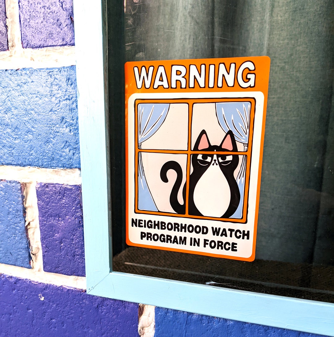 Neighborhood Watch Cat TUXEDO CAT Window Cling Window Kitty - Etsy
