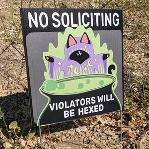 No Soliciting Sign Yard Sign Goth (violators Will Be Hexed) Halloween ...
