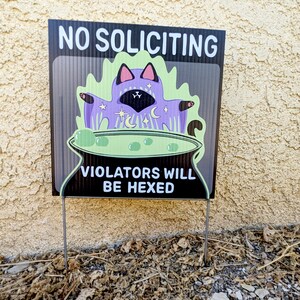 No Soliciting Sign Yard Sign Goth (violators Will Be Hexed) Halloween ...