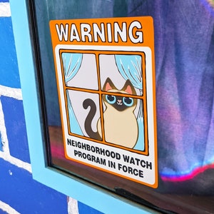 Neighborhood Watch Cat SIAMESE Window Cling Window Kitty Gift for Cat ...