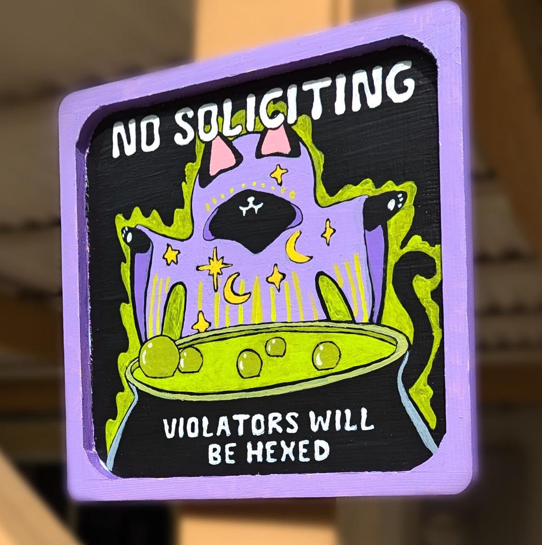 Hand Painted No Soliciting Witch Cat Sign violators Will Be Hexed ...