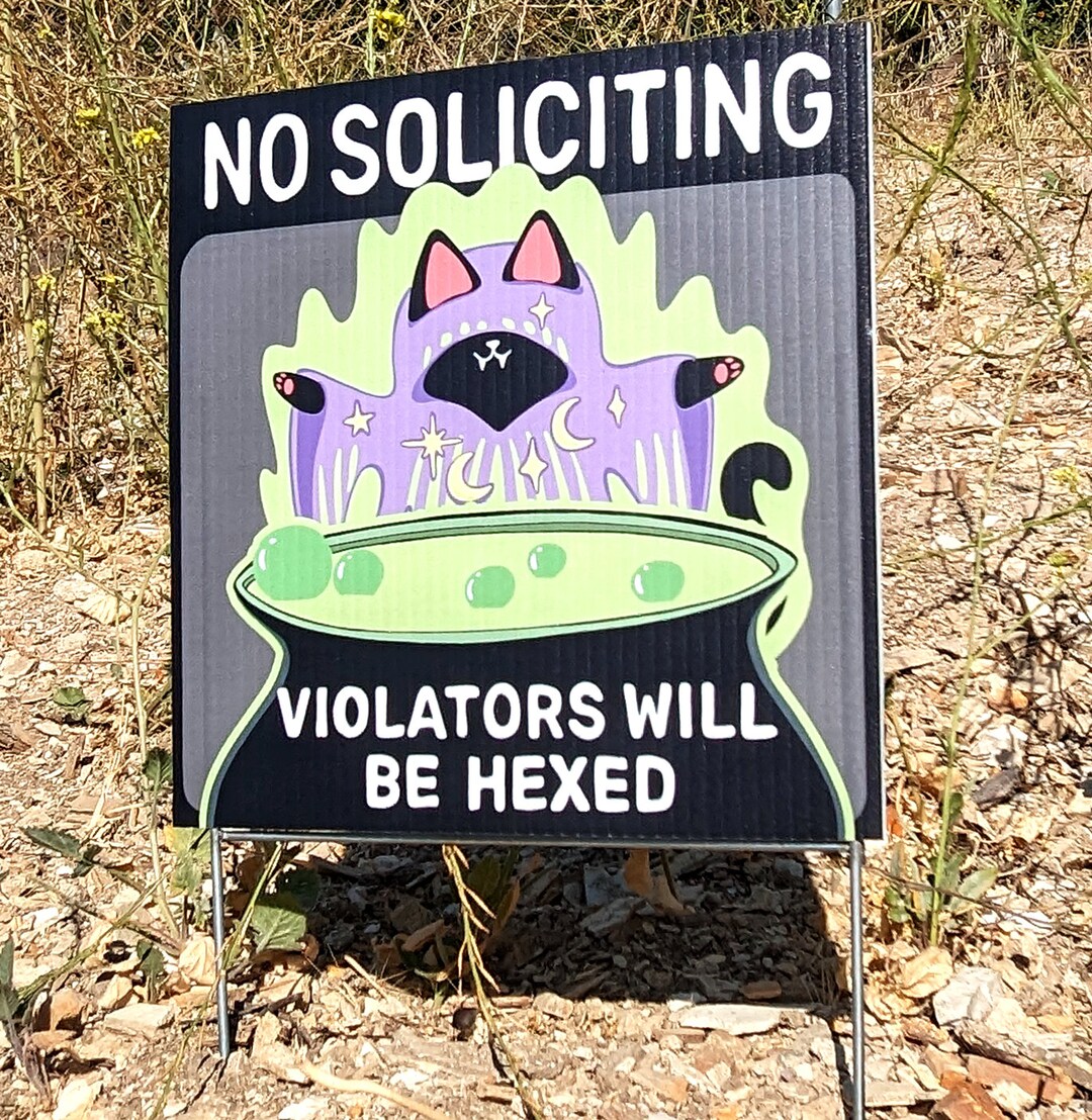 No Soliciting Sign Yard Sign Goth (violators Will Be Hexed) Halloween ...