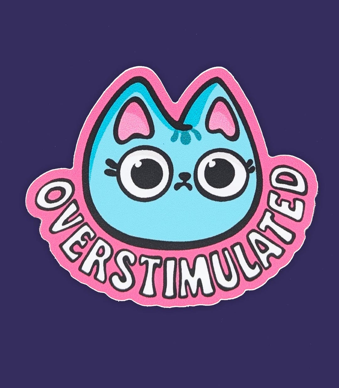 Overstimulated Wide Eyed Cat Autism Sticker Heavy Duty Vinyl 3 ...