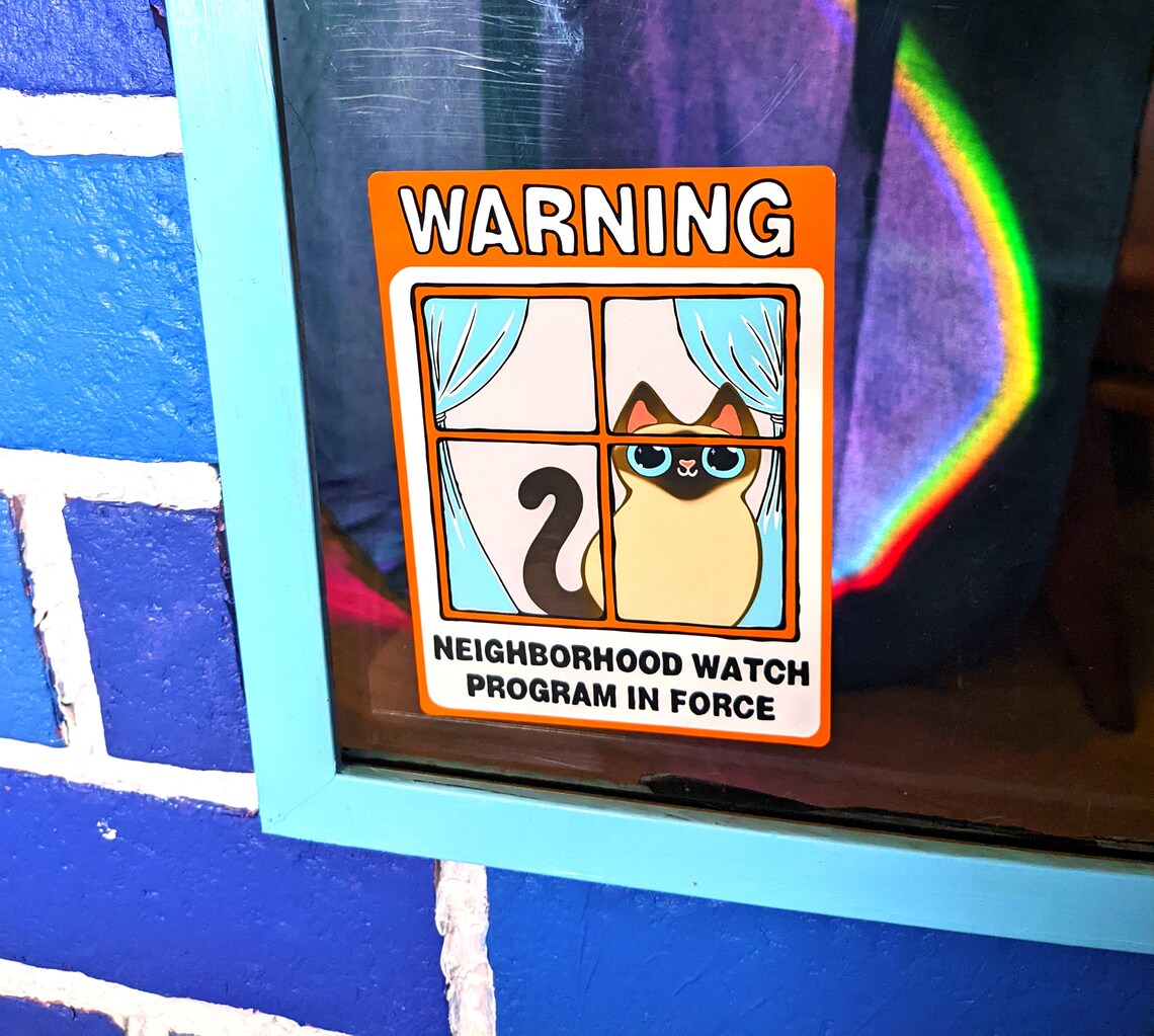 Neighborhood Watch Cat SIAMESE Window Cling Window Kitty Gift - Etsy