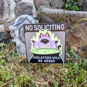 No Soliciting Sign Yard Sign Goth (violators Will Be Hexed) Halloween ...