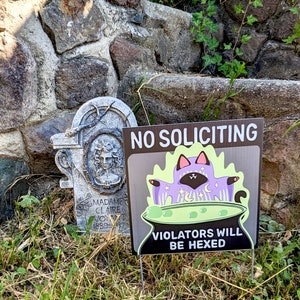 No Soliciting Sign Yard Sign Goth (violators Will Be Hexed) Halloween ...