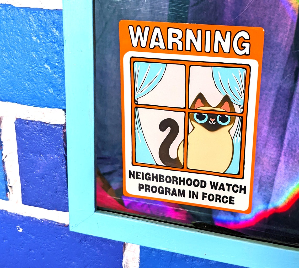 Neighborhood Watch Cat SIAMESE Window Cling Window Kitty Gift - Etsy