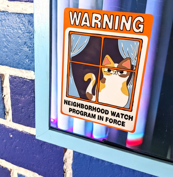 Neighborhood Watch Cat CALICO Window Cling Window Kitty Gift - Etsy