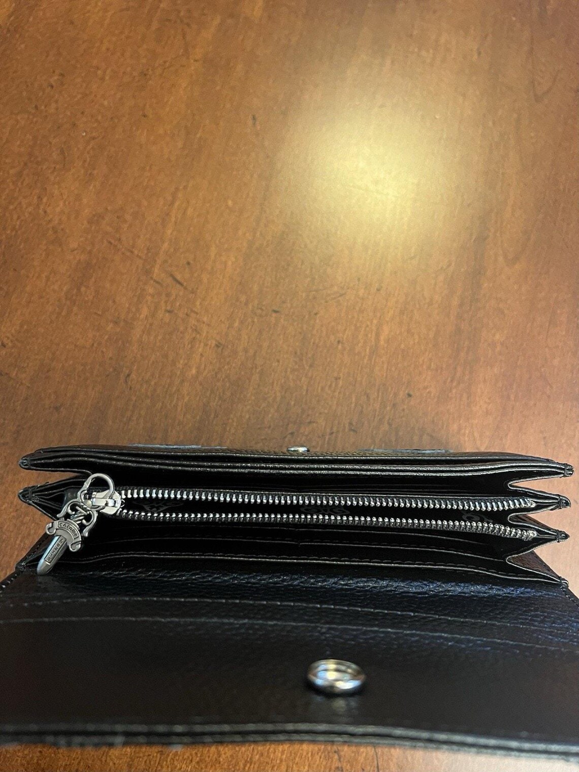 Chrome Hearts Black Patch Leather Wallet Black W/ Silver Hardware Fold ...