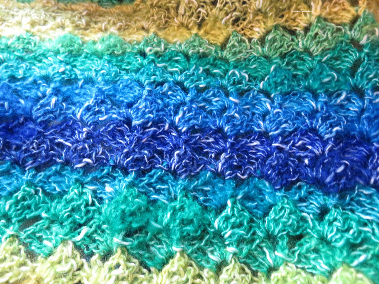 New Triangle Shawl Scarf Blue Turquoise Green Chartreuse Hand Crochet ...