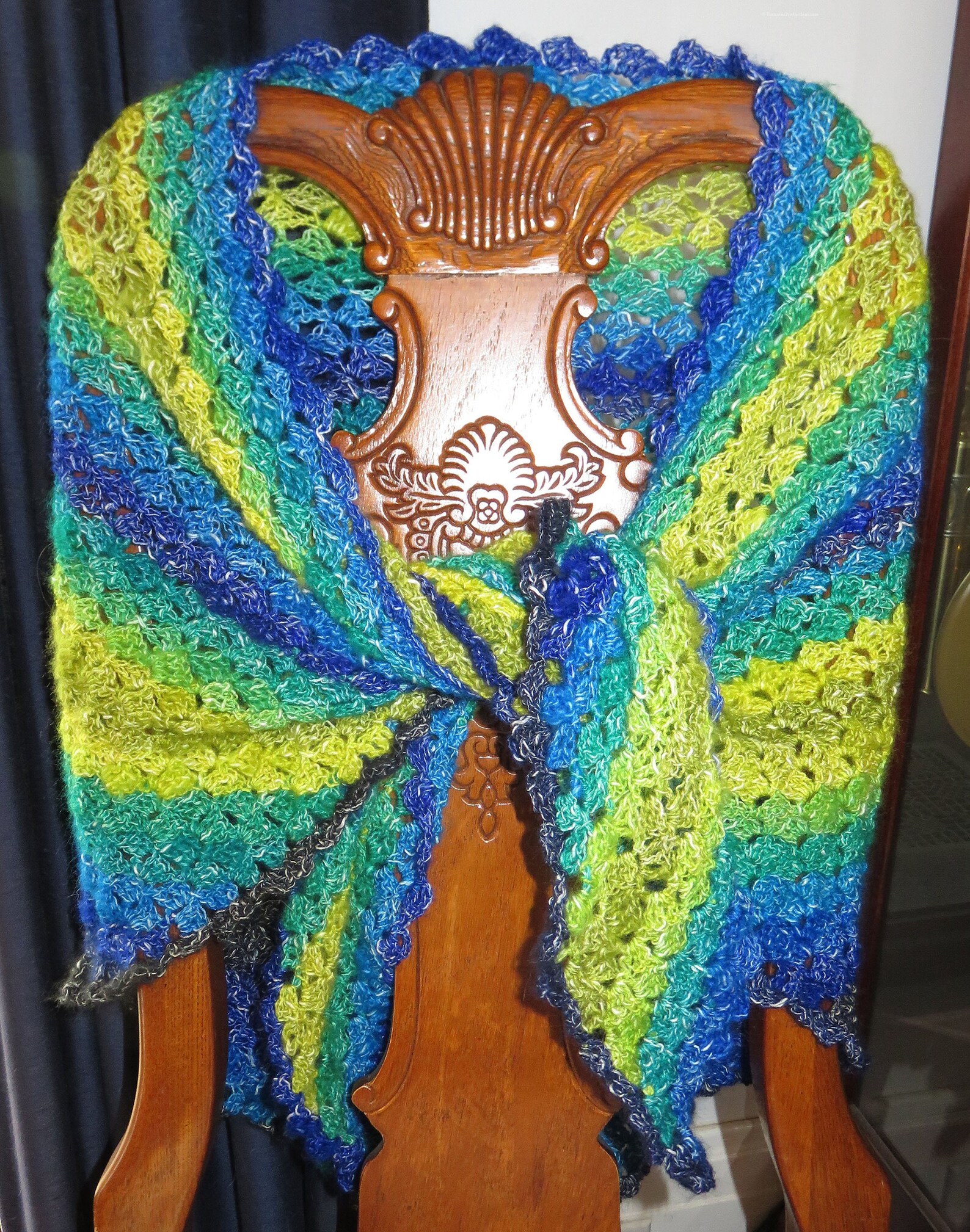 New Triangle Shawl Scarf Blue Turquoise Green Chartreuse - Etsy