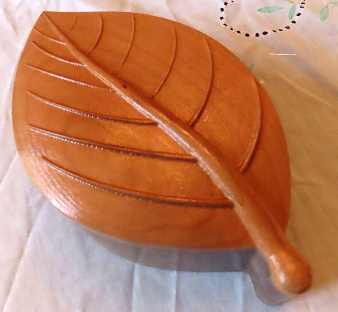 New Hand Crafted Cherry Walnut Leaf Jewelry Box - 2 Shelves - Designed ...