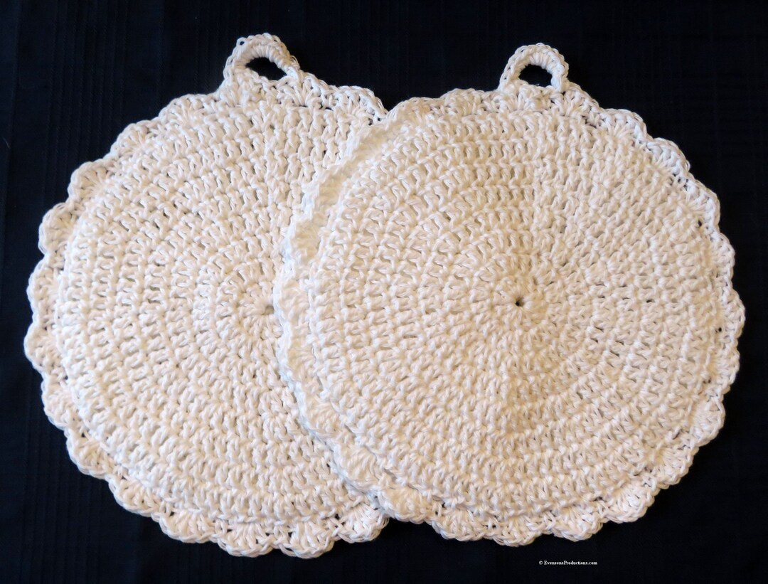 Two Large Double Thick Pot Holders Table Pads - Pure White - 100% ...