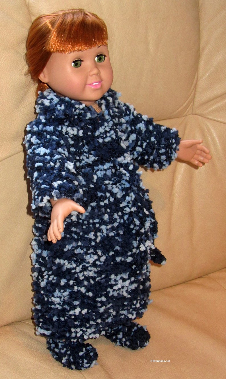 18 Inch Doll Knit Pattern - Bath Robe and Slippers Easy Knit Pattern ...
