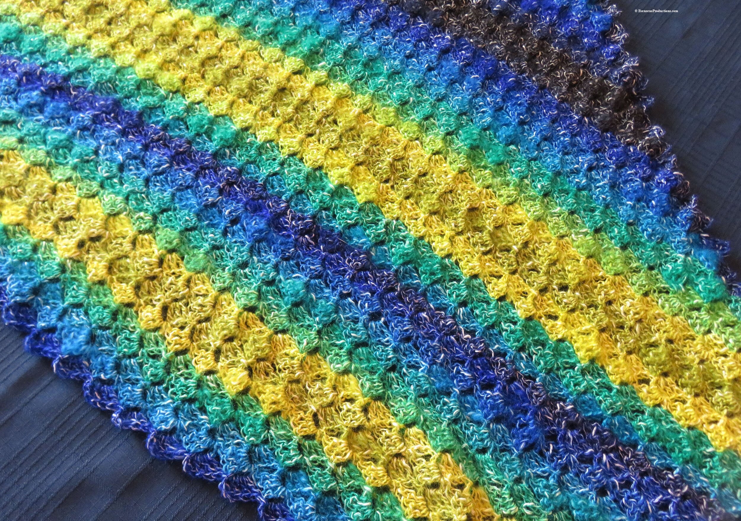 New Triangle Shawl Scarf Blue Turquoise Green Chartreuse Hand Crochet ...