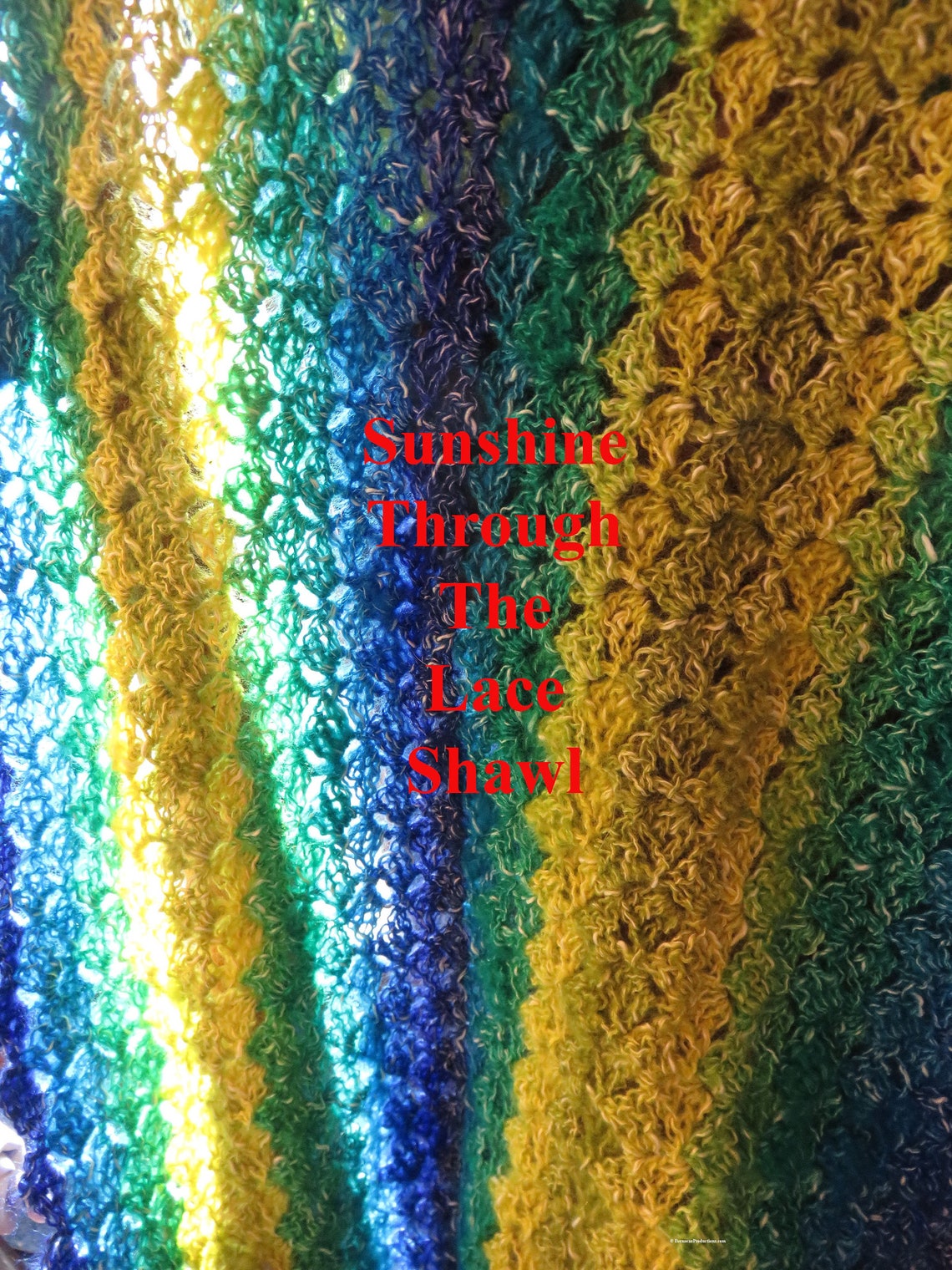 New Triangle Shawl Scarf - Blue Turquoise Green Chartreuse Hand Crochet ...