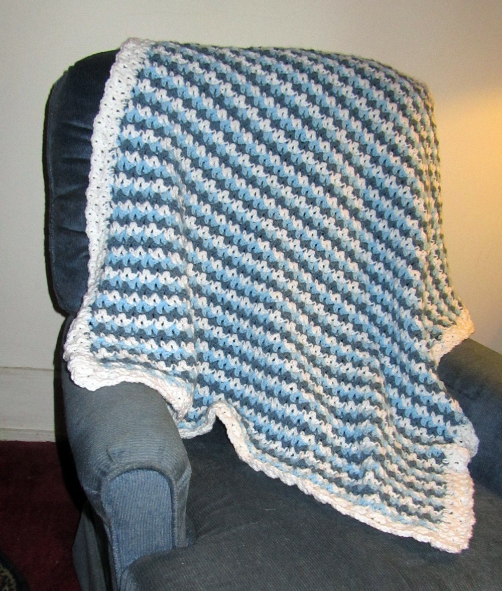 Crochet Pattern Tri Color Blanket DIY Easy Crochet Use - Etsy