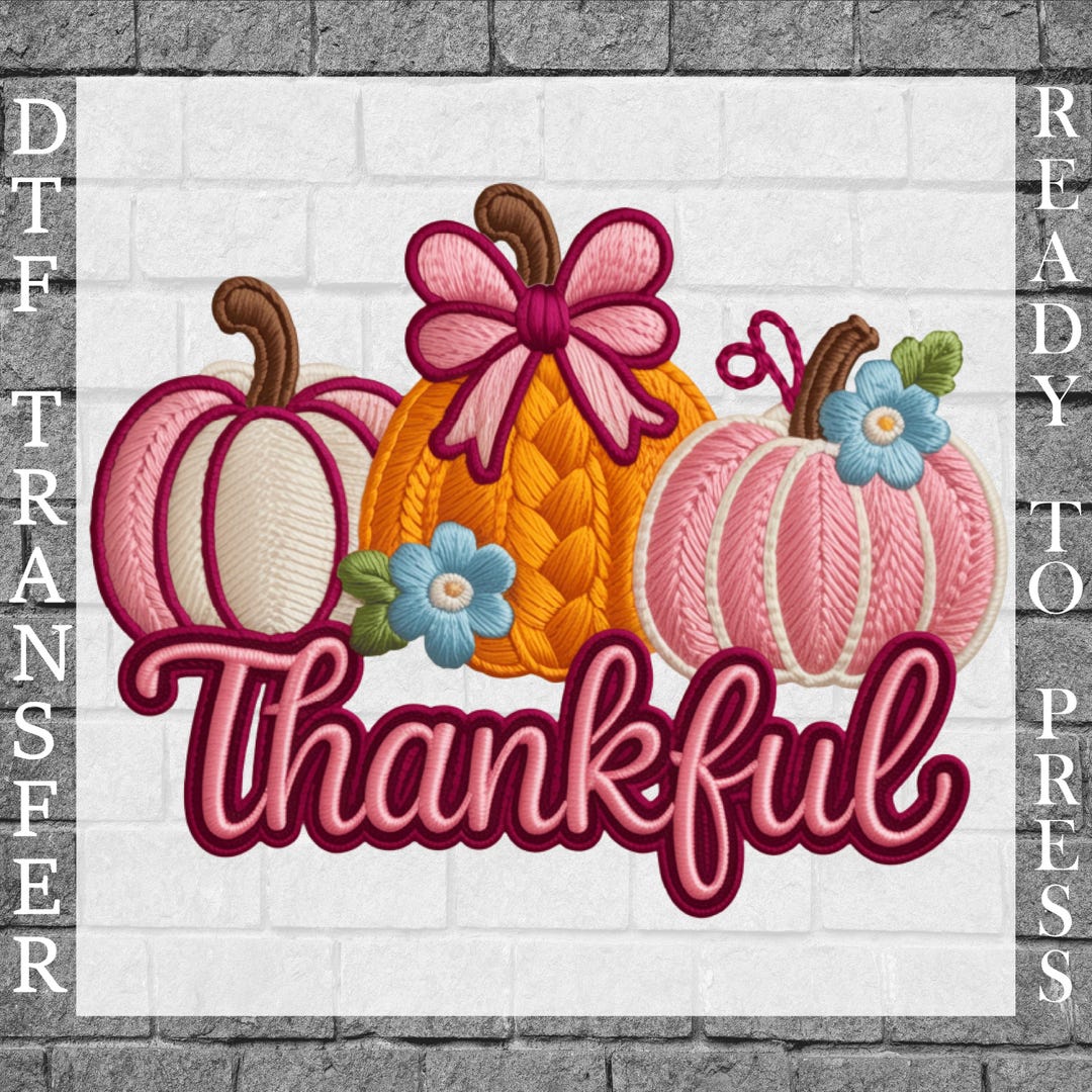 Give Thanks Faux Yarn DTF Transfer, Preppy Thanksgiving Print - Etsy