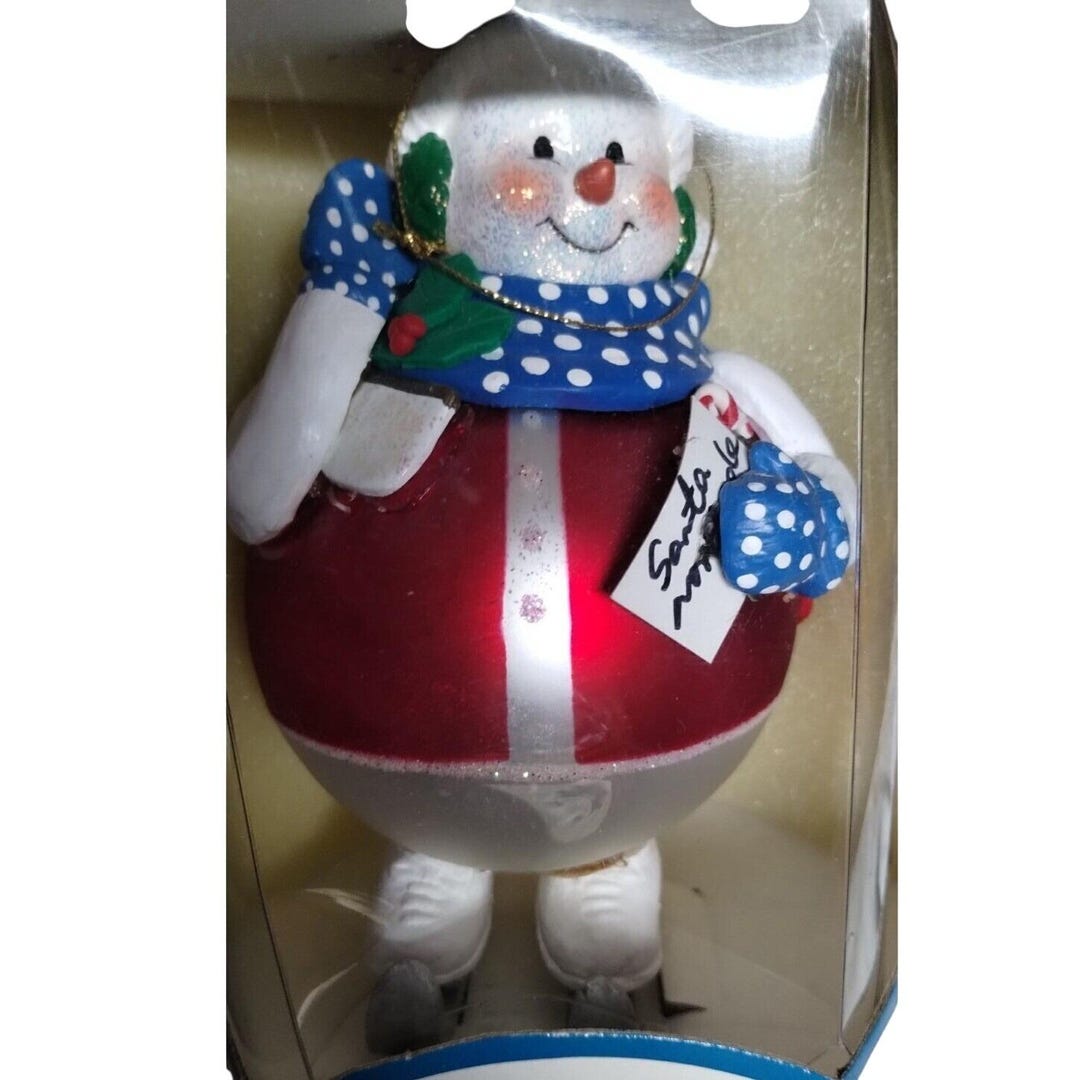 Santa's Best North Pole Snowmen Ornament Skating Snowman Red Blue 1998 ...