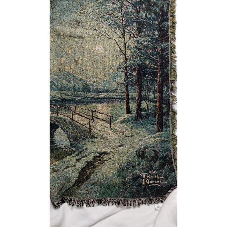 Thomas Kinkade Winter Cottage Tapestry Throw Blanket Snowy Village - Etsy