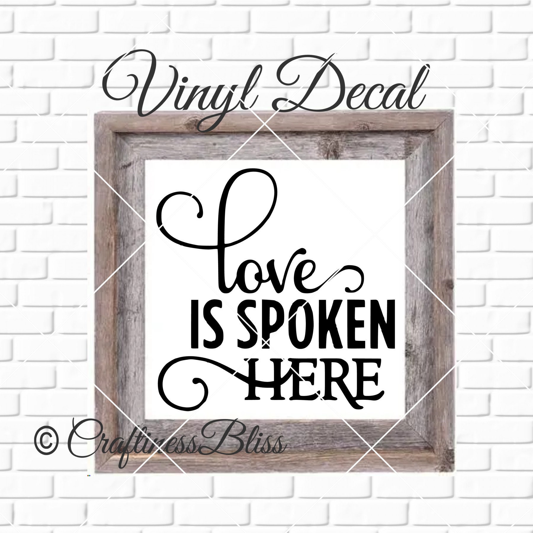 DIY Love is Spoken Here Vinyl Decal Glass Block Car Decal | Etsy