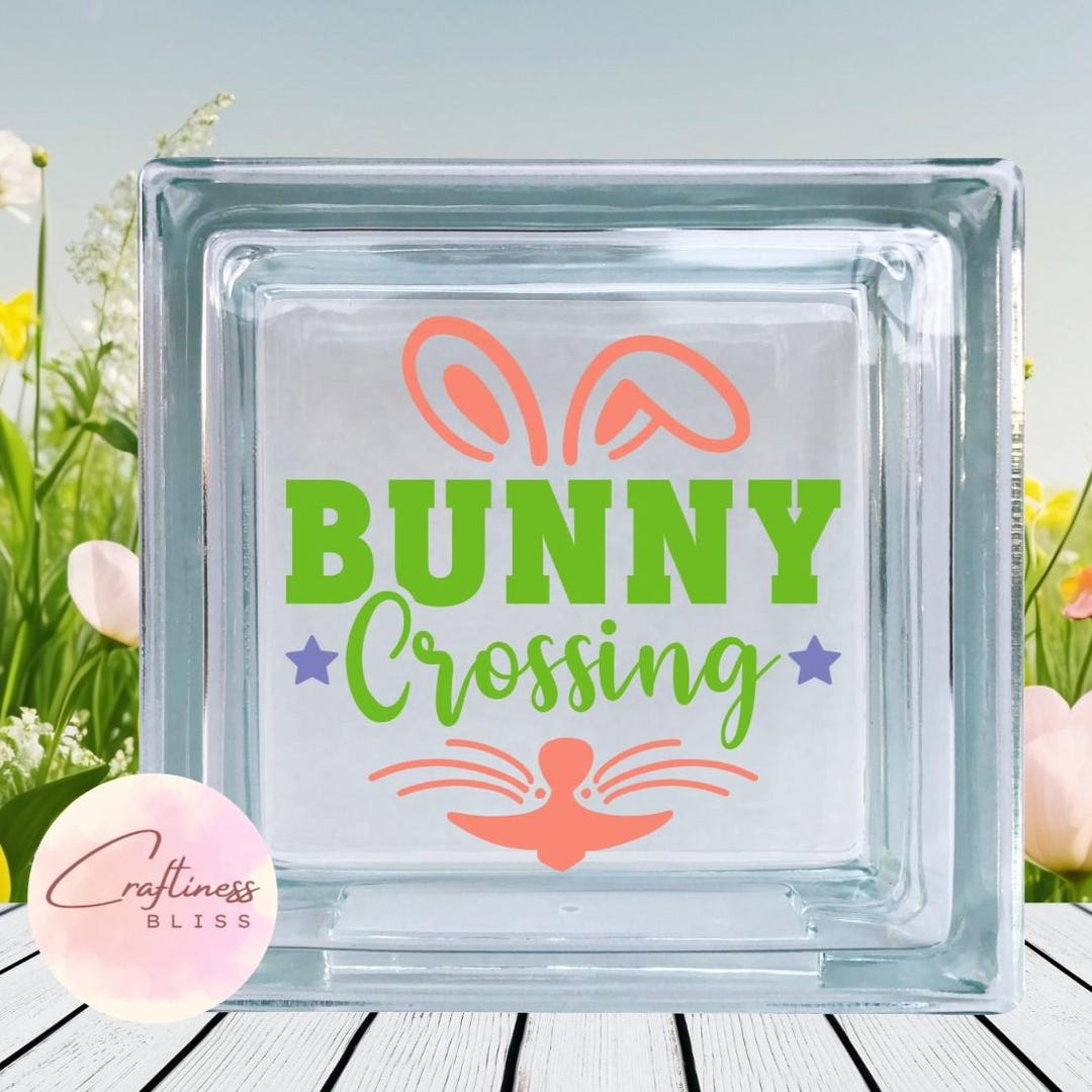 DIY Bunny Crossing Easter Custom Vinyl Decal ~ Glass Block ~ Car Decal ...