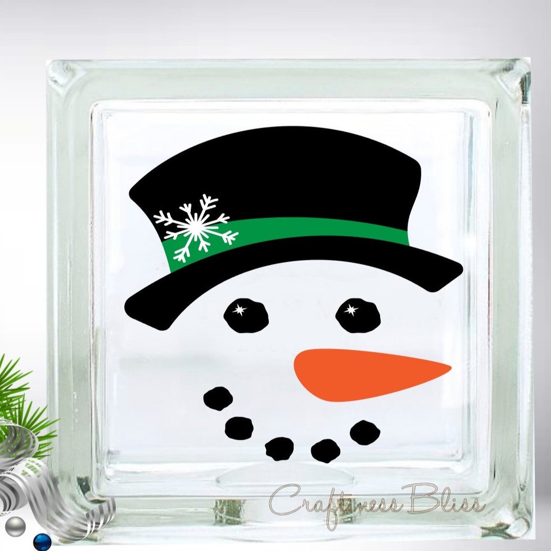DIY Snowman Christmas Custom Vinyl Decal Glass Block Car Decal Mirror ...