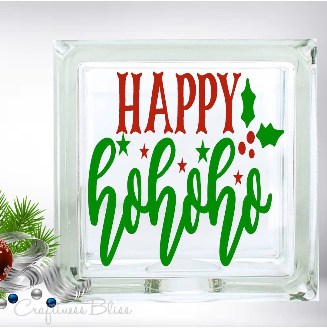 DIY Christmas Happy Ho Ho Ho Vinyl Decal Glass Block Car Decal Mirror ...