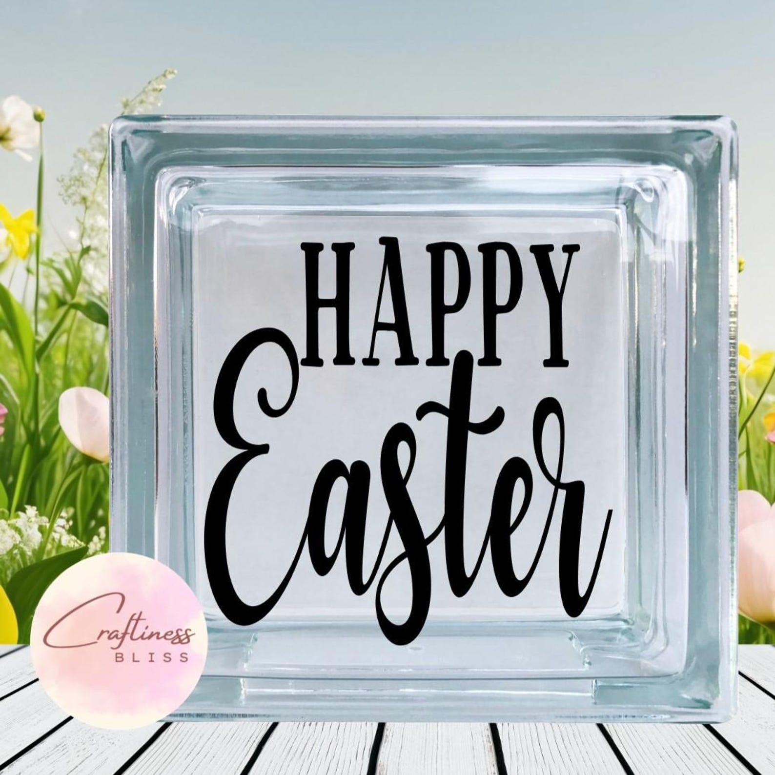 DIY Happy Easter Custom Vinyl Decal ~ Glass Block ~ Car Decal ~ Mirror ...