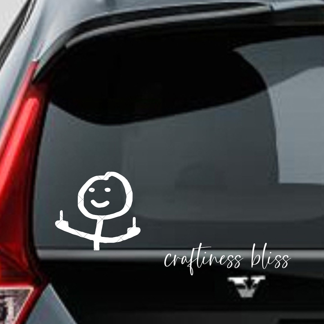 Stick Figure With Middle Finger 6.5" X 6" Vinyl Decal Car Window Decal ...