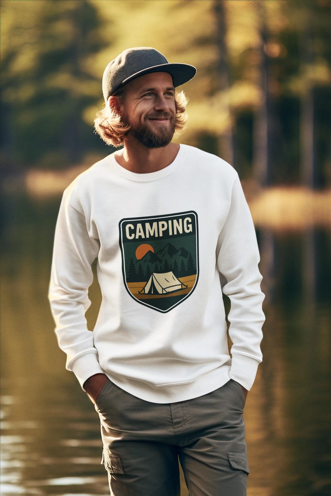 Camping Sweatshirt, Retro Tent Mountain Crewneck, Outdoor Hiking ...